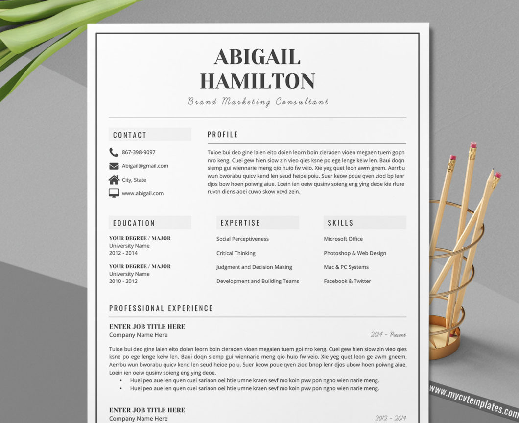 CV Templates – Without Photo – MyCVTemplates.com