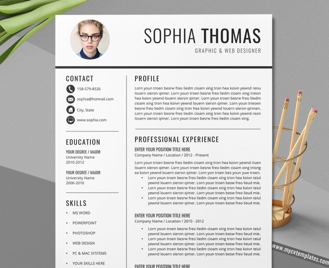 CV Template, Modern CV Format Design, Curriculum Vitae, Minimalist ...