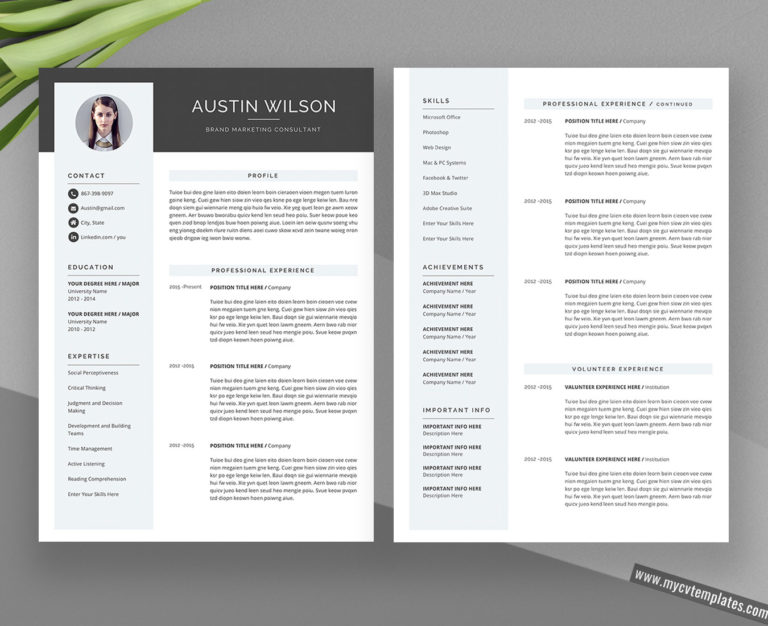 CV Template, Curriculum Vitae, Modern CV Format Design, Simple Resume ...