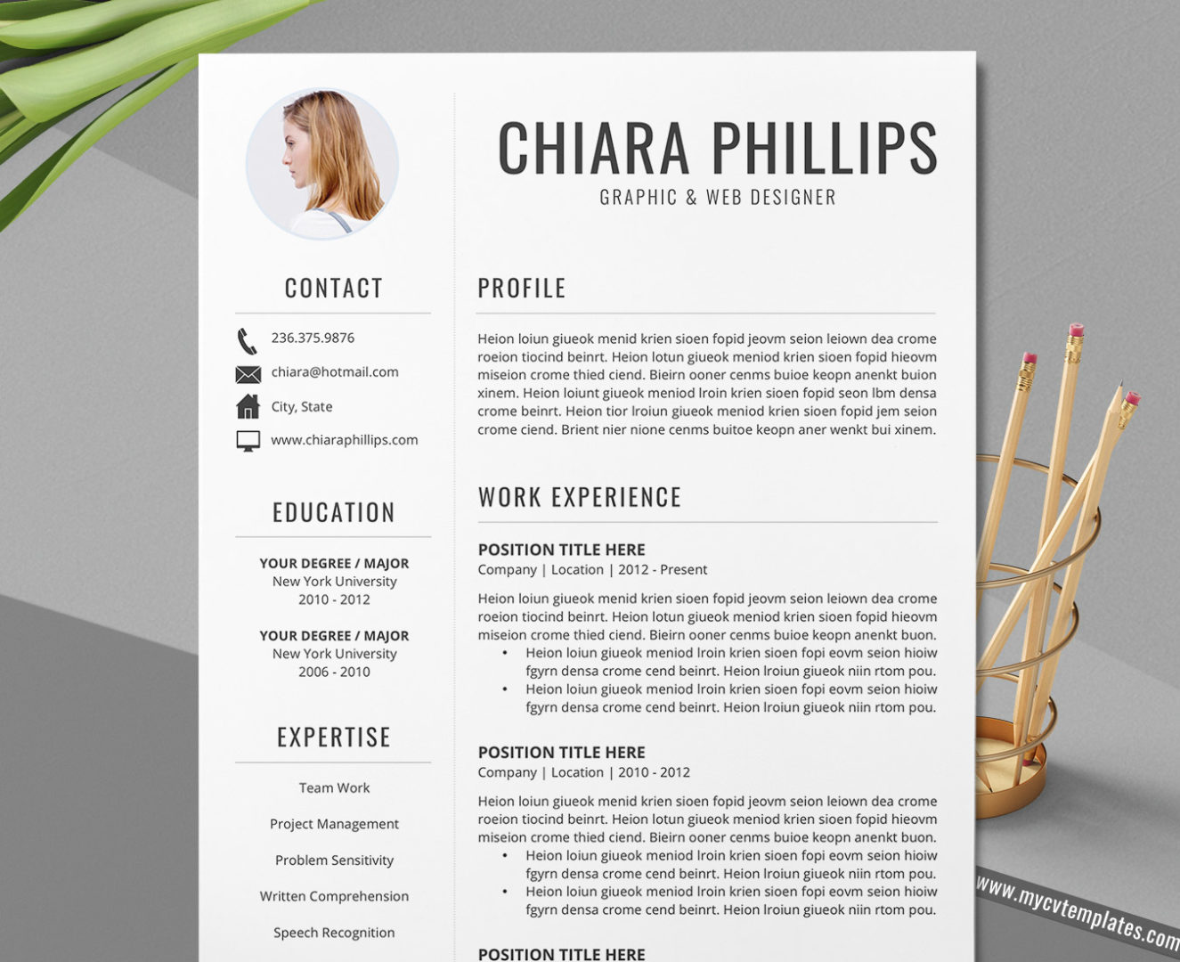 Editable CV Template for Word, Curriculum Vitae, Modern CV Format ...